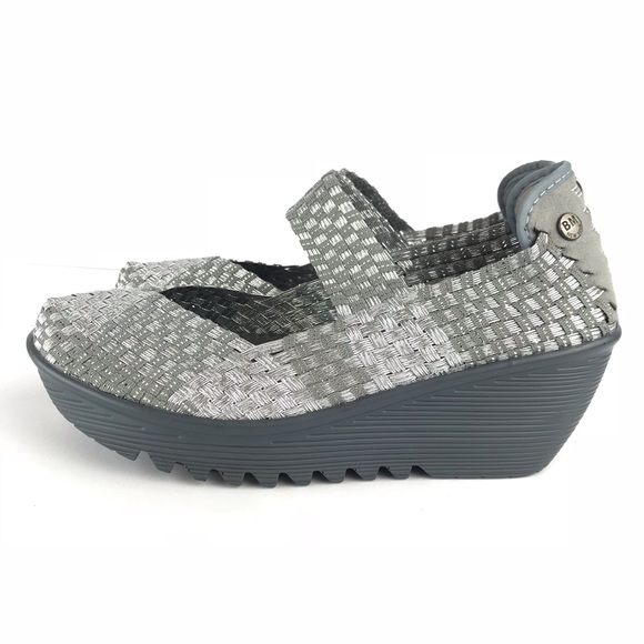 bernie mev. | Shoes | Bernie Mev Lulia Wedge Silver Mary Jane Shoes ...